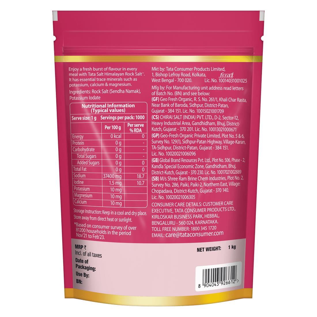 Tata Salt Himalayan Rock Salt – Tata Nutrikorner