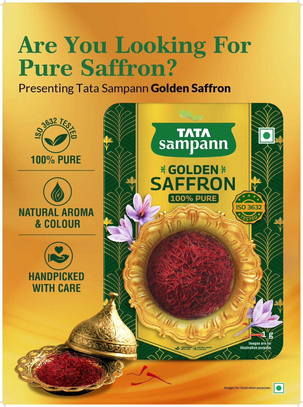 Golden Saffron, Pure Kesar – Tata Nutrikorner
